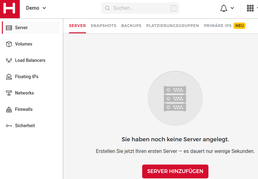 Server erstellen - in der Hetzner Cloud-Console - Cloud Server Serie